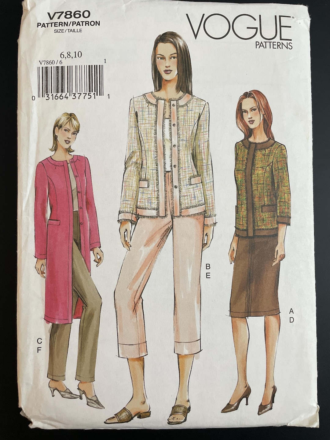 Vogue V7860 7860 Pattern UNCUT Vintage 2000s Button Front Hip Knee ...