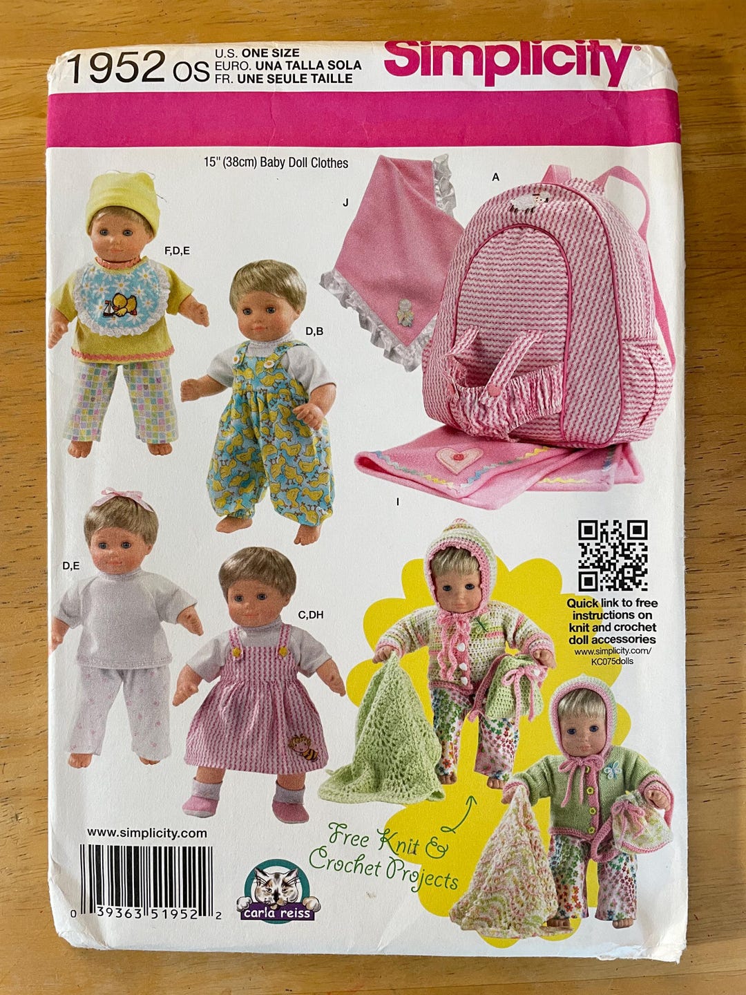 Simplicity 1952 Pattern UNCUT Carla Reiss Babydoll Baby Doll 15 ...