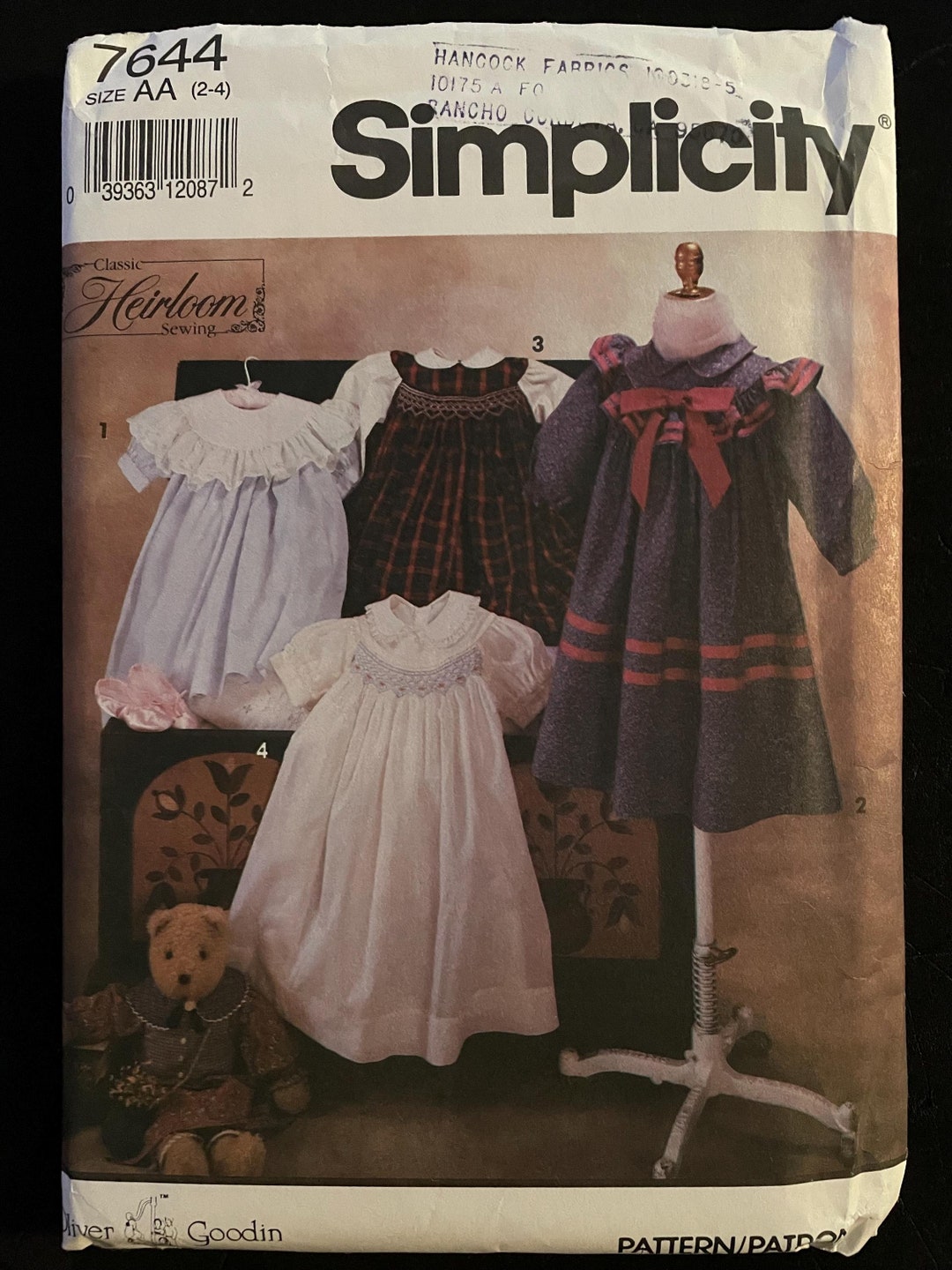 Simplicity 7644 Pattern UNCUT 1990s Vintage Classic Heirloom Sewing ...