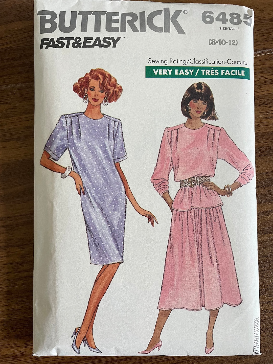 Butterick 6485 Pattern UNCUT Vintage 1980s Very Easy Shift Dress ...