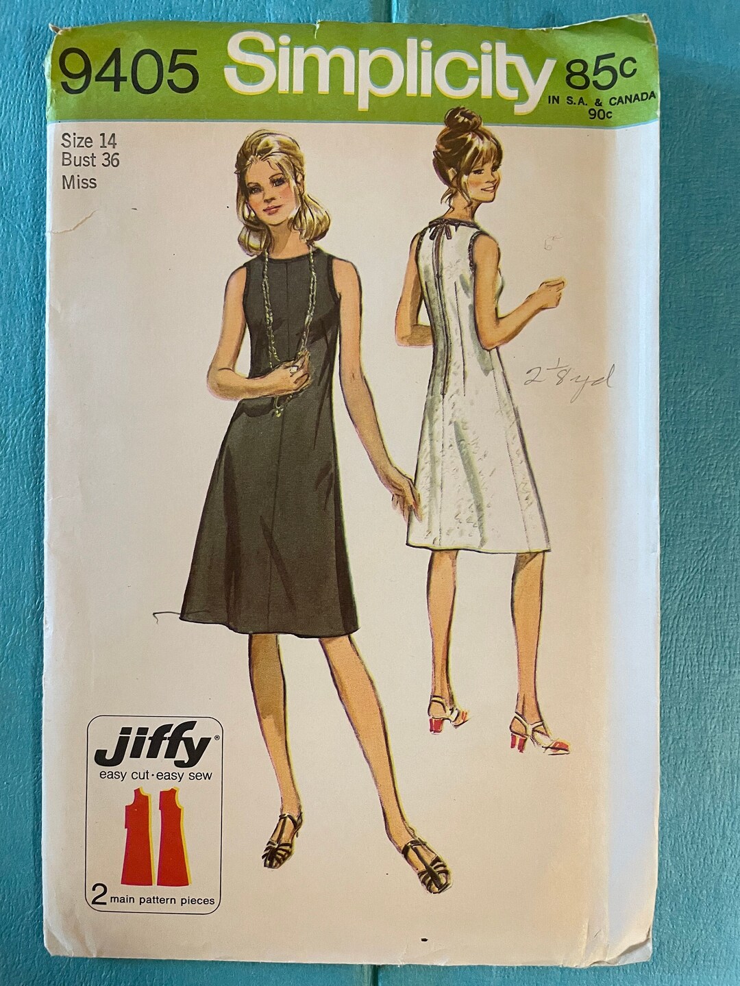 Simplicity 9405 Pattern UNCUT 1970s Vintage Jiffy Easy Cut Sleeveless ...