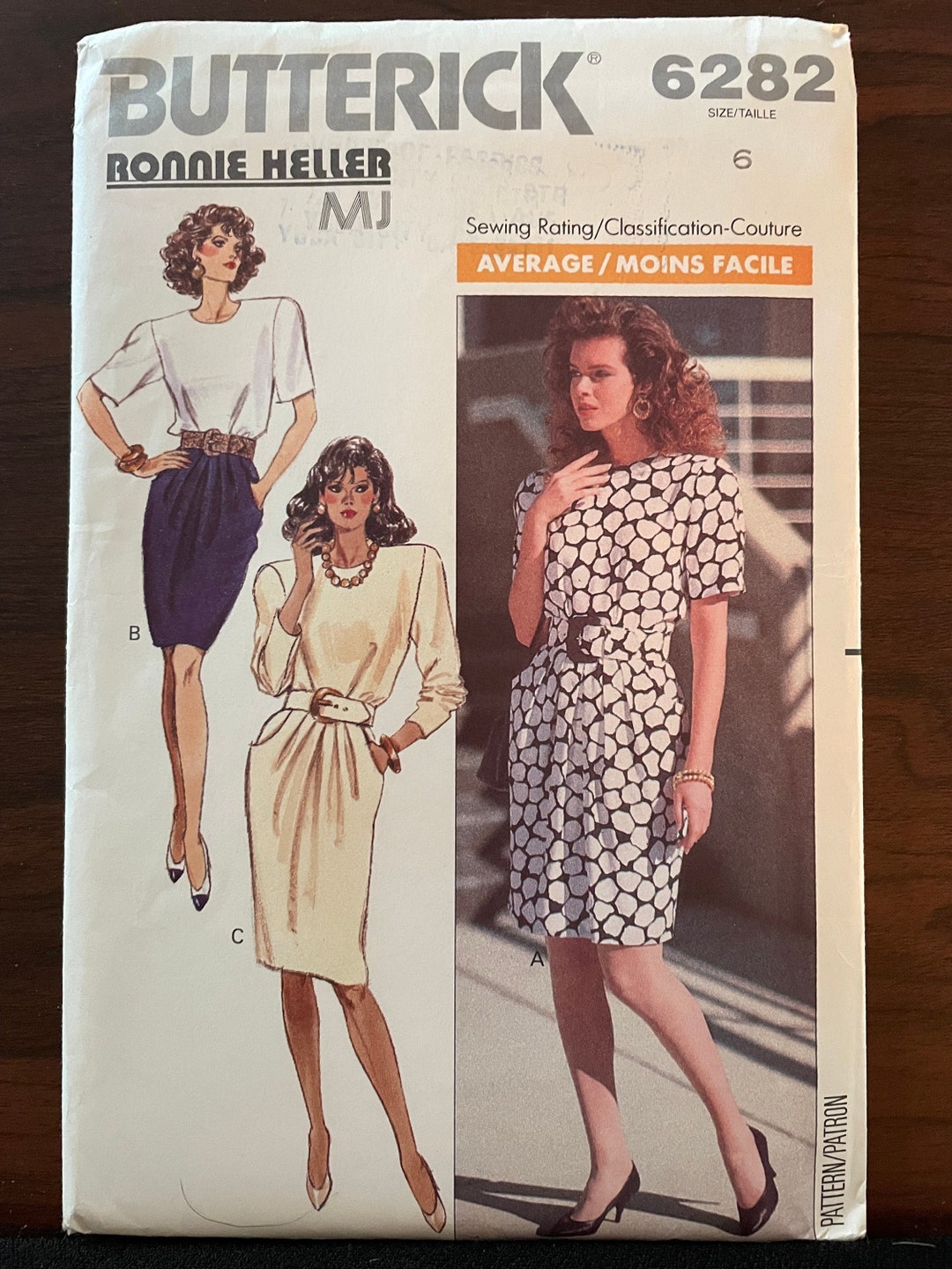 Butterick 6282 Pattern UNCUT Designer Ronnie Heller Jewel Neck Blouson ...