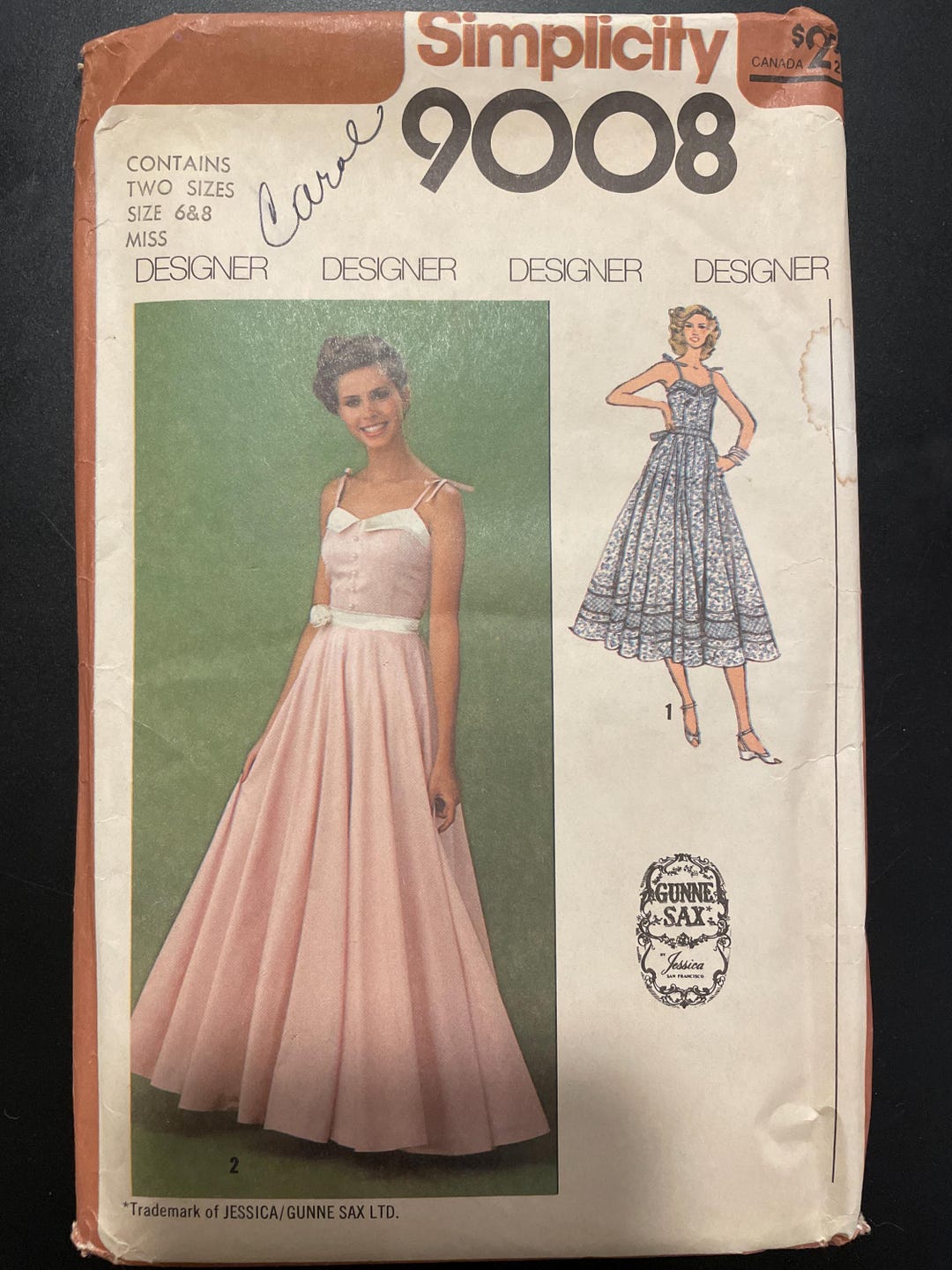 Simplicity 9008 Pattern UNCUT Vintage 1970s Designer Jessica Mcclintock ...