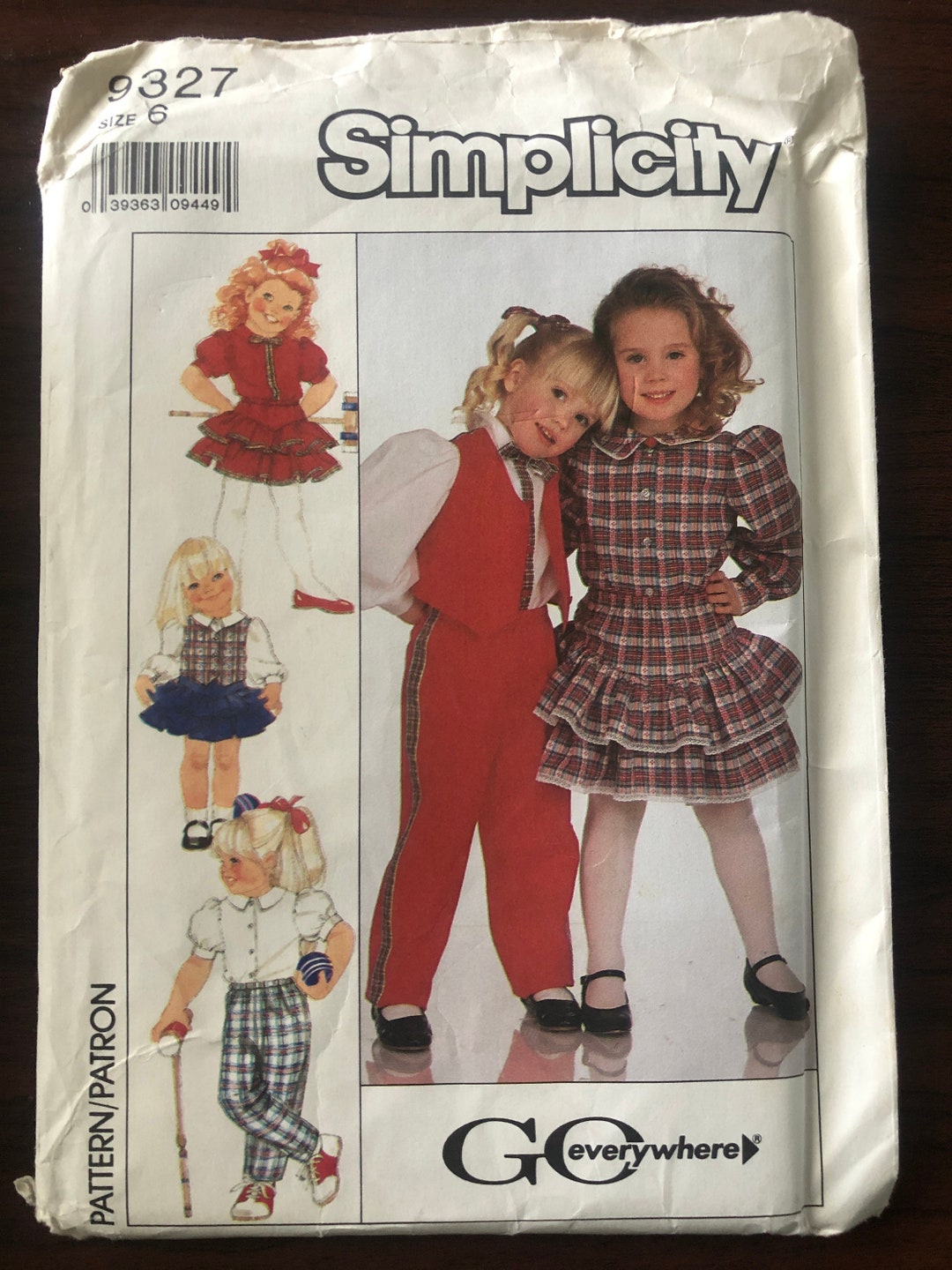 Simplicity 9327 Pattern UNCUT Little Girls Peter Pan Collar Puff Sleeve ...