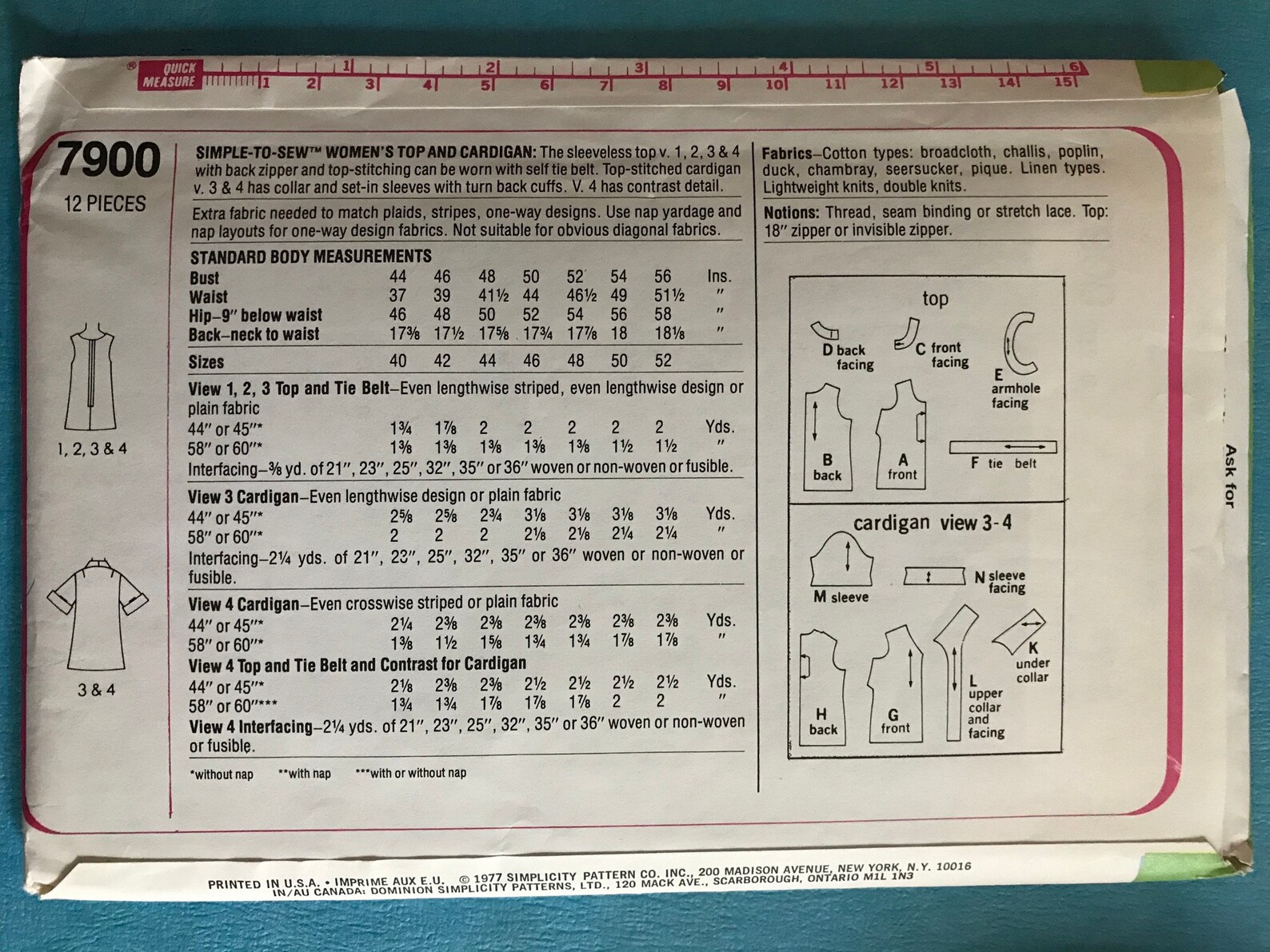 Simplicity 7900 Pattern UNCUT 1970s Sleeveless Scoop Neck Top - Etsy