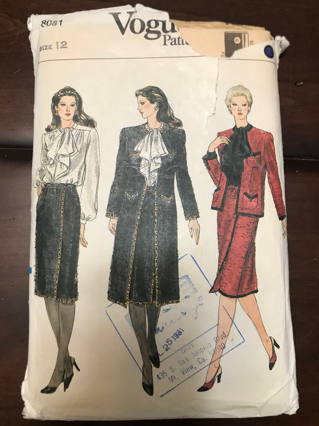 Vogue 8081 Pattern CUT Complete 1980s Vintage Below Hip Length Jacket ...