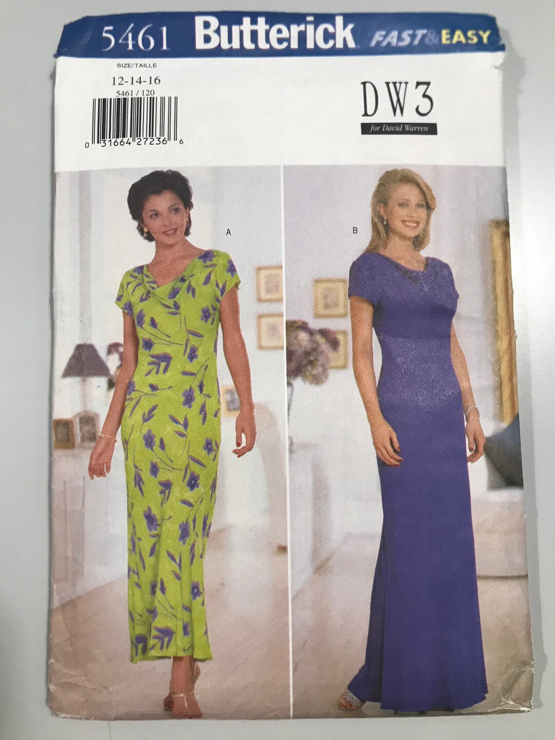 Butterick 5461 Pattern UNCUT 1990s David Warren DW3 Fast Easy Cowl Neck ...