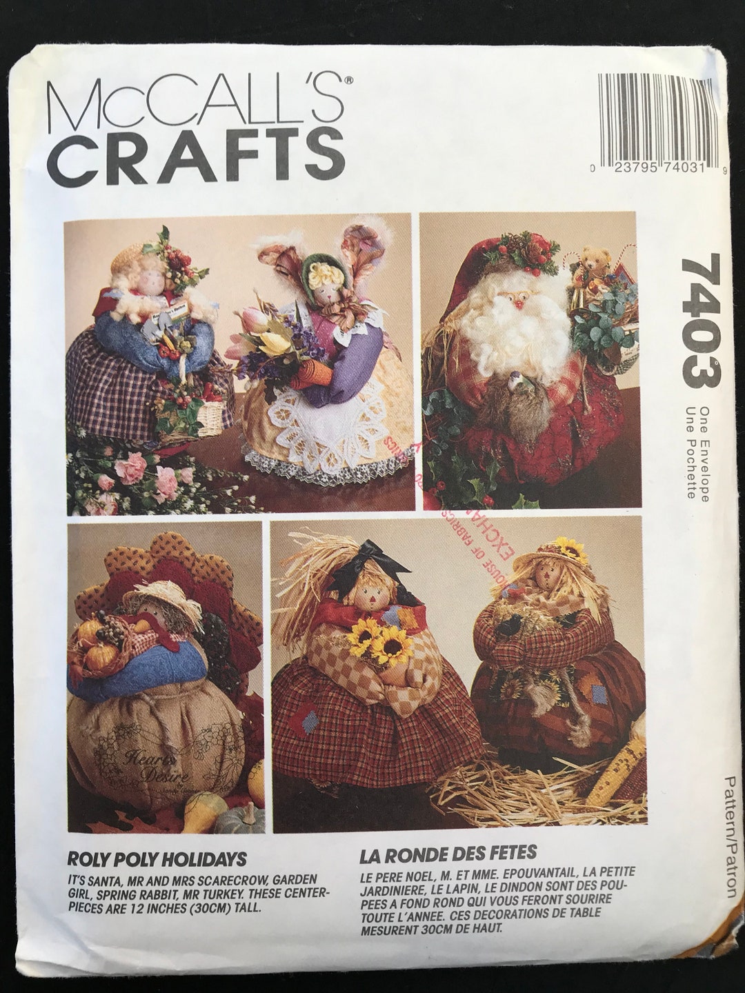 Mccalls 7403 Pattern UNCUT 1990s Vintage Roly Poly Holiday Centerpieces ...