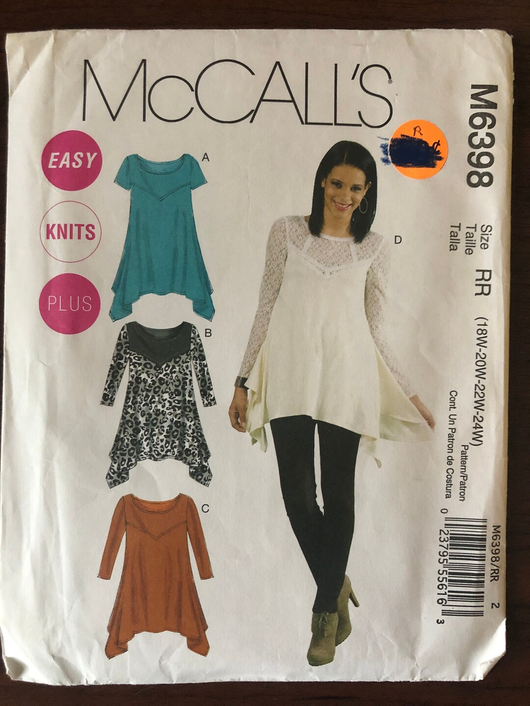 Mccalls M6398 6398 Pattern UNCUT Easy Stretch Knits Yoked Pullover A ...