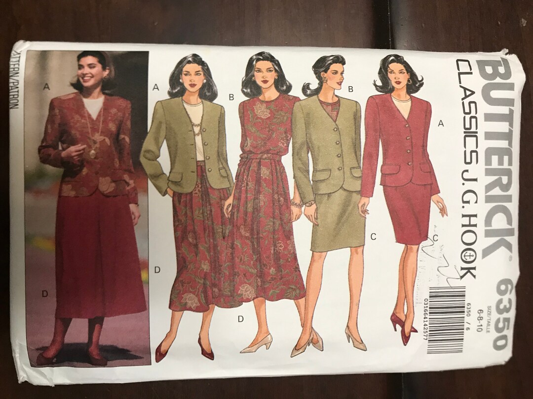 Butterick 6350 Pattern UNCUT 1990s Vintage Classics J.G. Hook Button ...