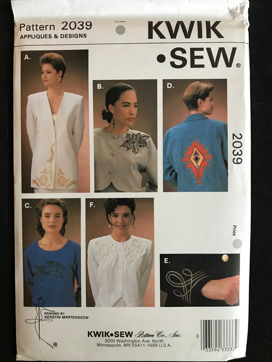 Kwik Sew 2039 Pattern UNCUT Vintage Appliques Braid Narrow Decorative ...