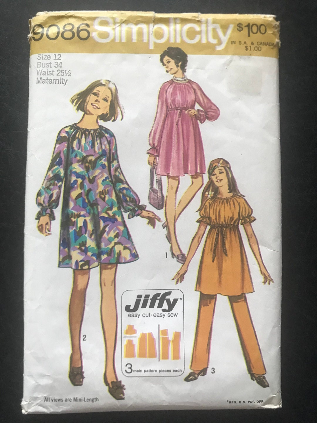 Simplicity 9086 Pattern CUT Complete 1970s Vintage Jiffy Maternity ...