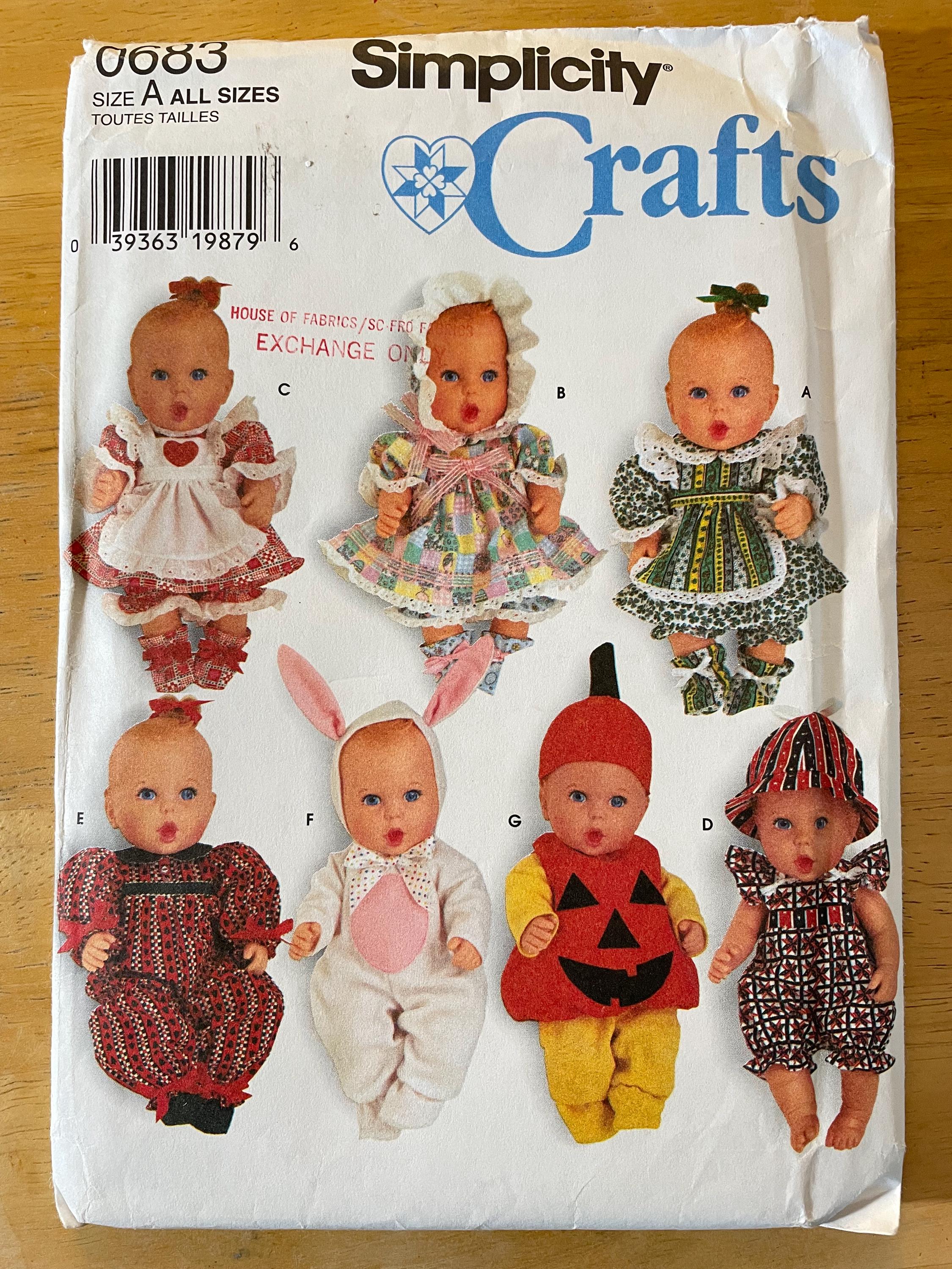 Simplicity 0683 7430 Pattern UNCUT Baby Doll Clothing Collection - Size ...