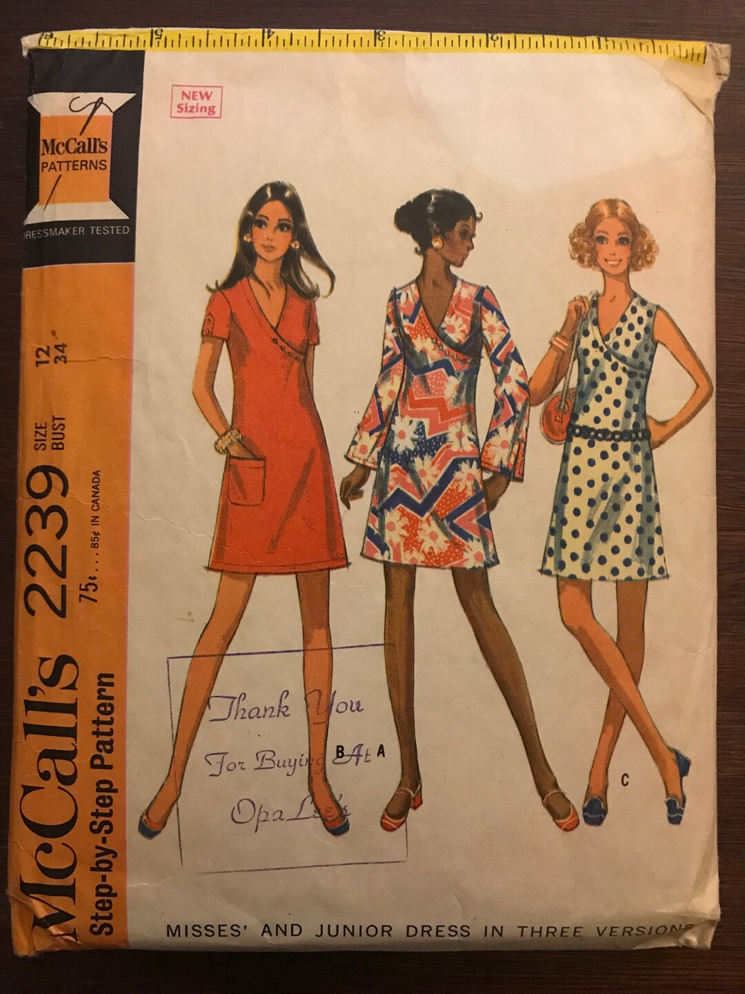Mccalls 2239 Pattern CUT Complete 1960s Vintage Surplice Bodice Drses ...