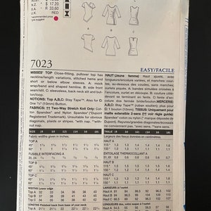 Vogue 7023 Pattern UNCUT Easy Stretch Knit Sleeveless Short or Long ...
