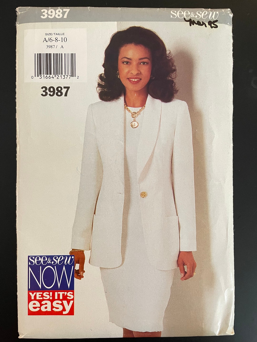See & Sew 3987 Pattern UNCUT 1990s Vintage Short Sleeved Sheath Dress ...