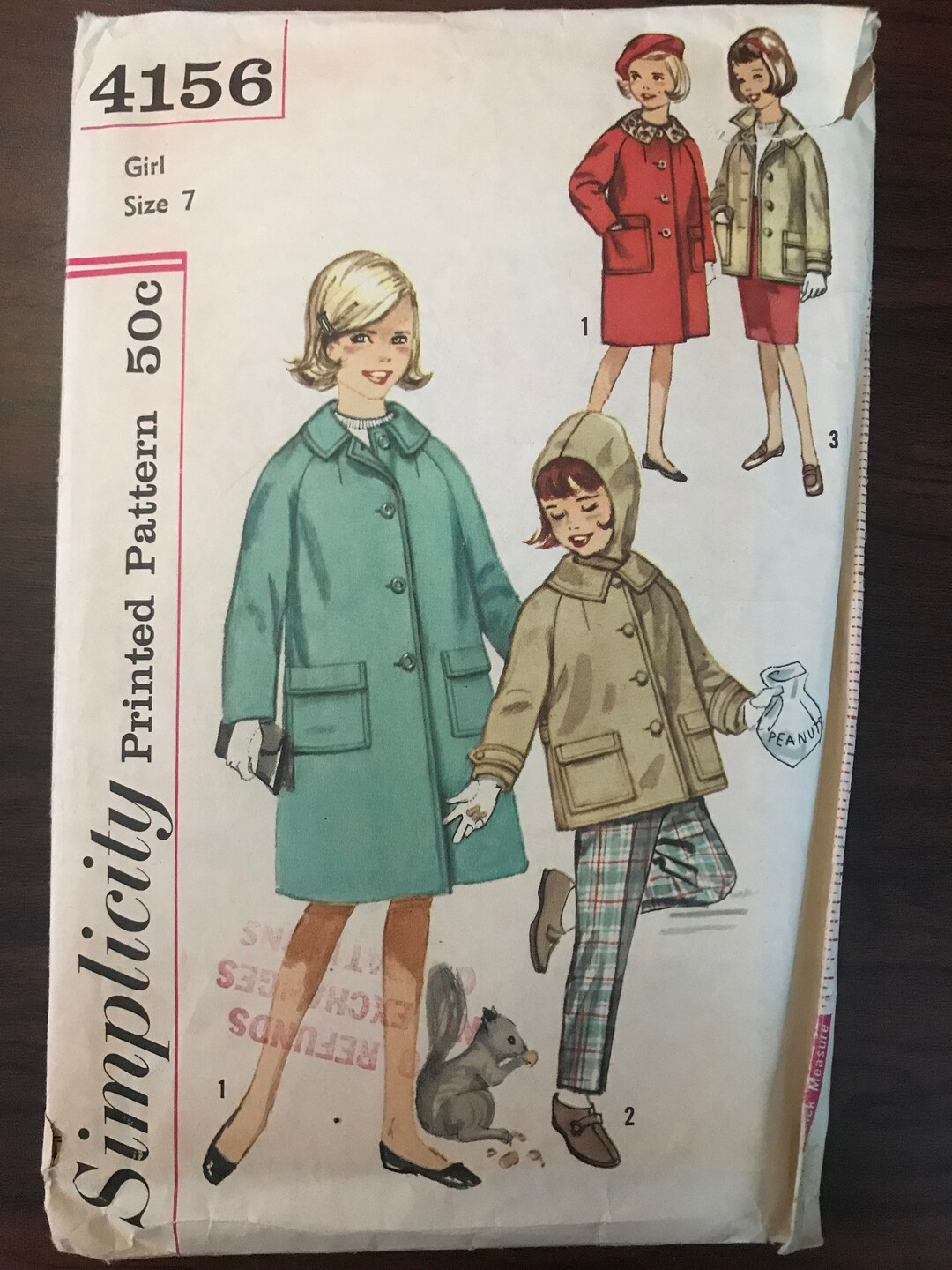 Simplicity 4156 Pattern CUT Complete 1960s Vintage Girl's Button Front ...