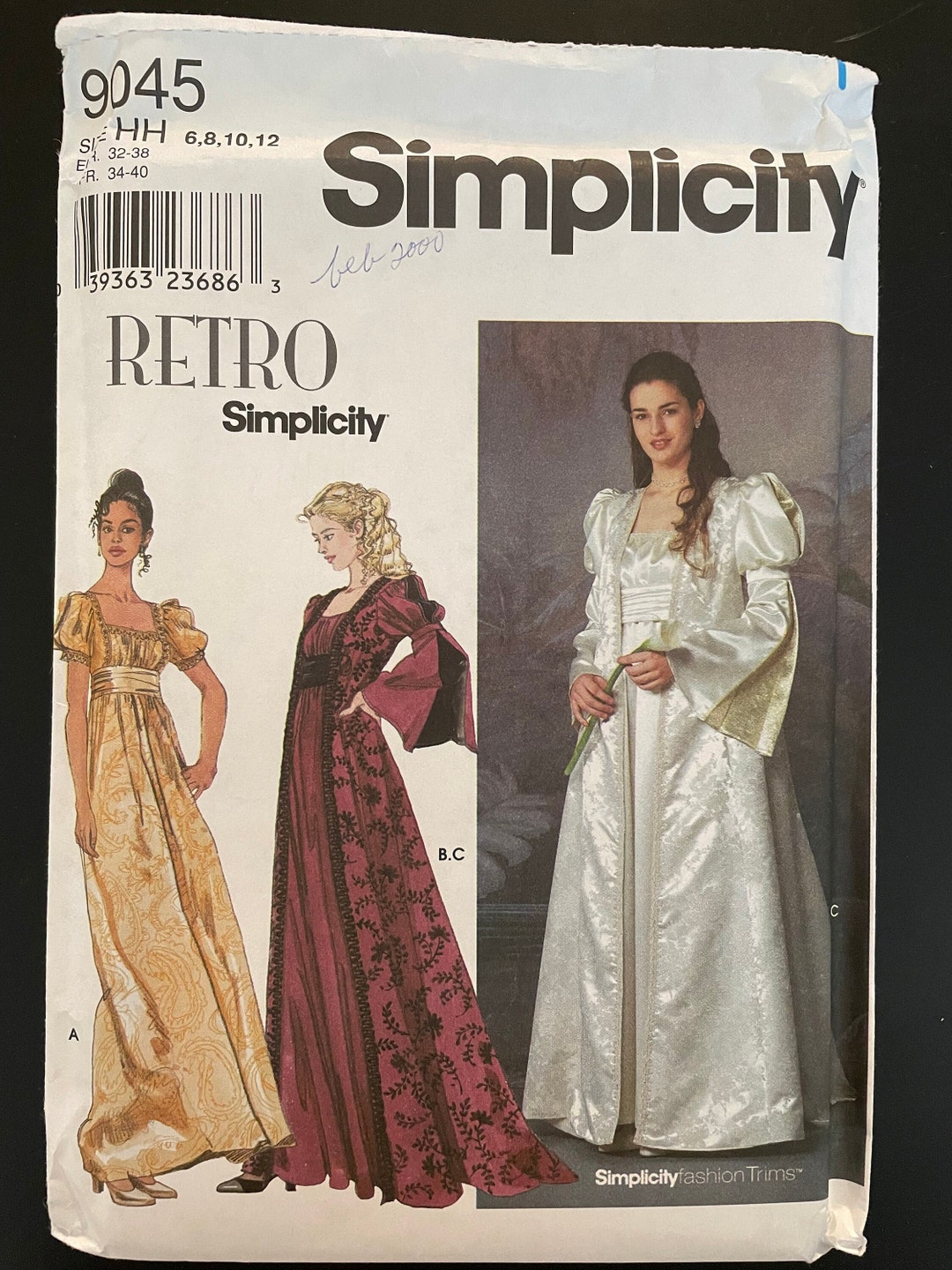 Simplicity 9045 Pattern UNCUT 1990s Vintage Retro Empire Waist Dress ...