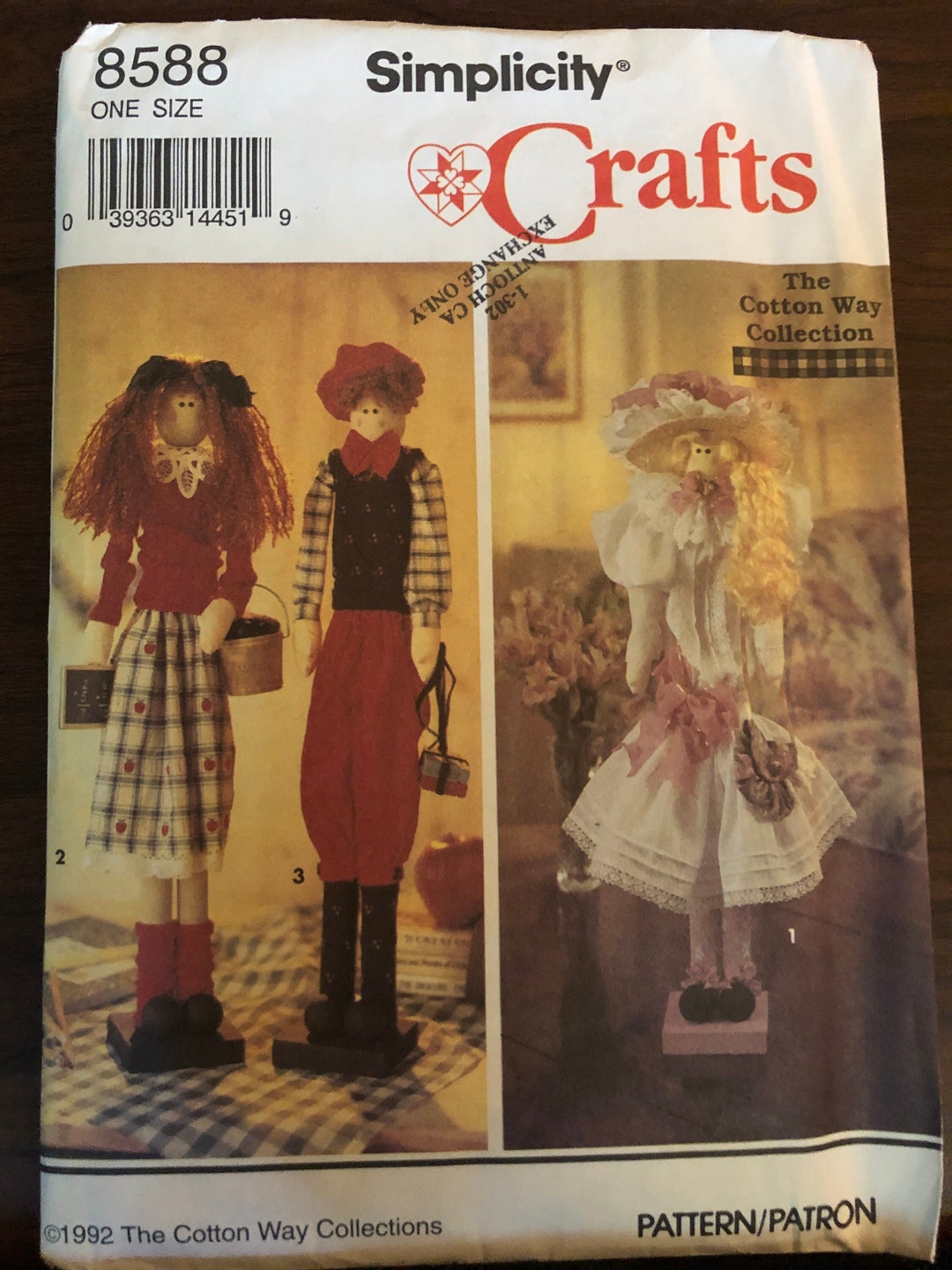 Simplicity Crafts 8588 Pattern UNCUT 22" Standing Wooden Dowel Dolls ...