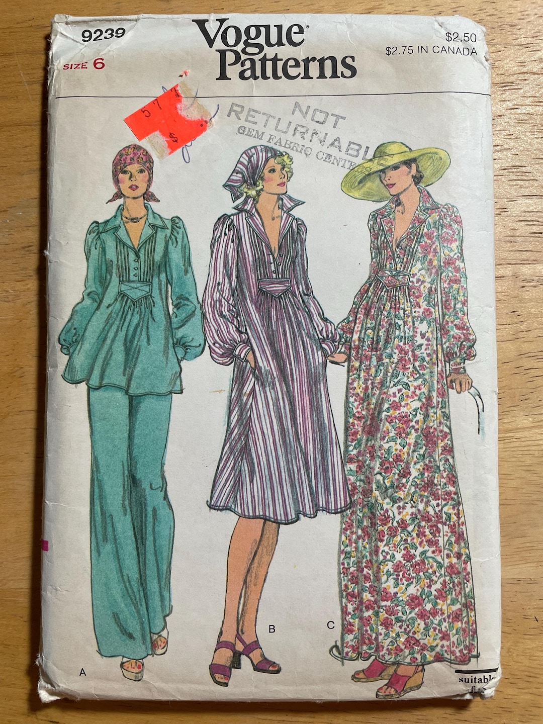 Vogue 9239 Pattern CUT Complete 1970s Slightly Flared Pullover Tunic ...