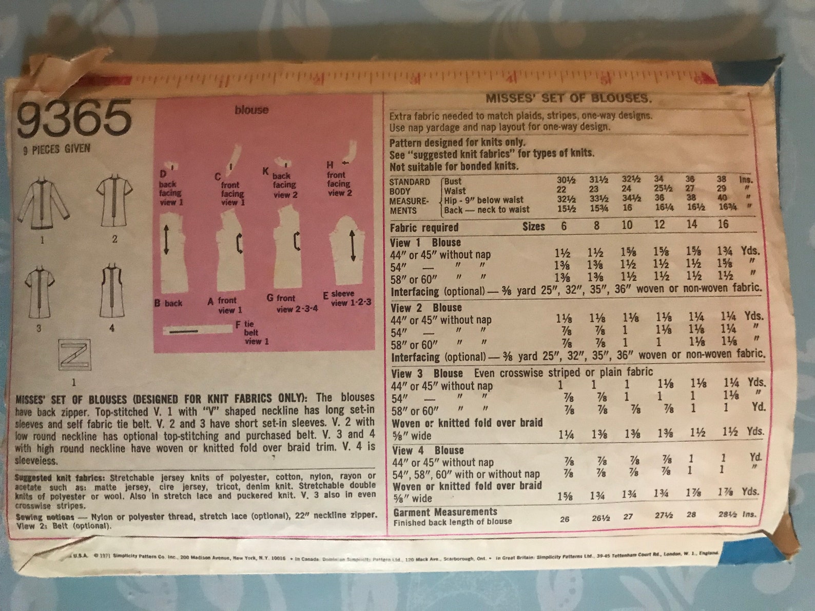 Simplicity 9365 Pattern CUT Complete 1970s Jewel Scoop or V - Etsy