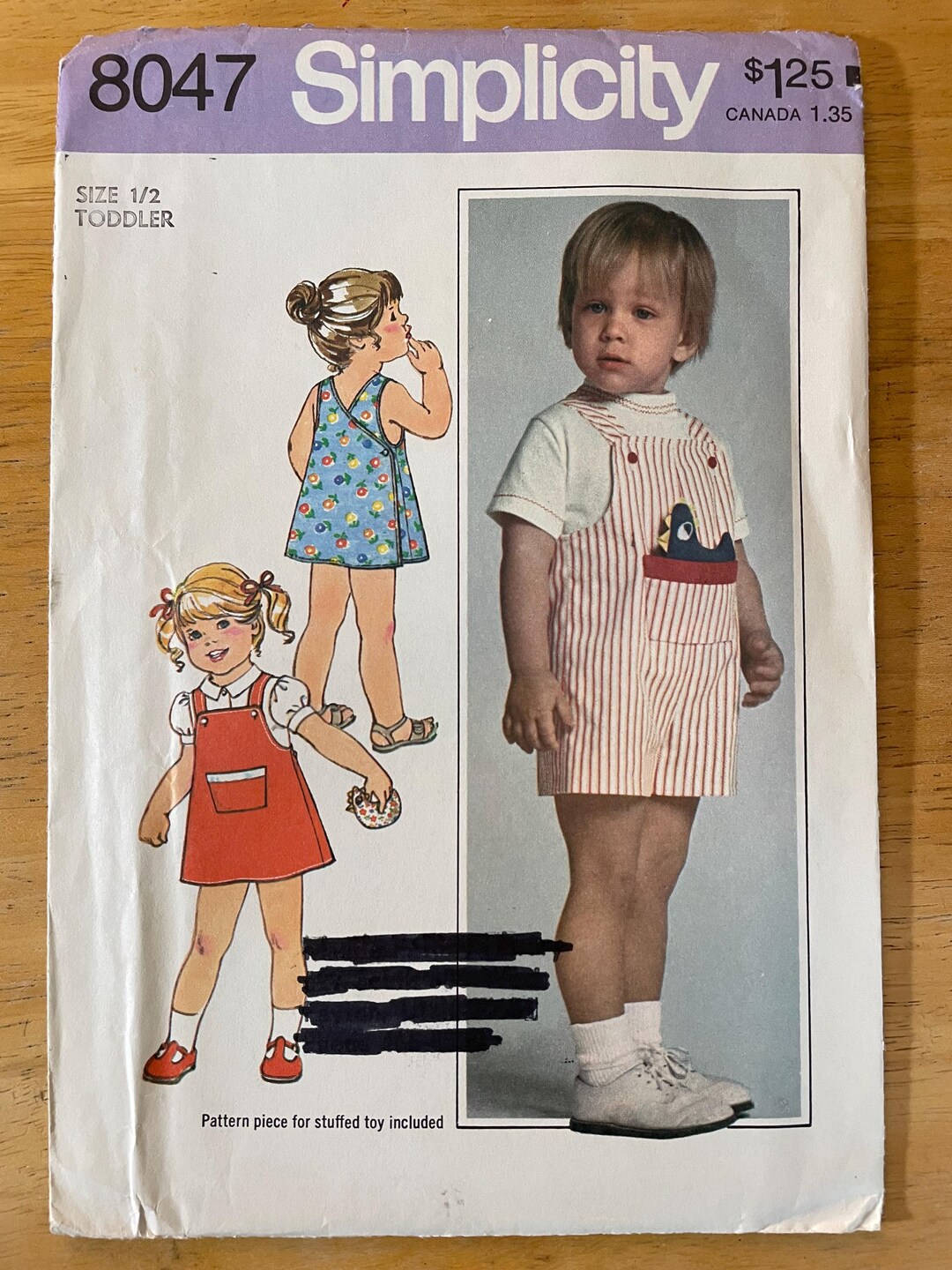 Simplicity 8047 Pattern UNCUT 1970s Vintage Toddler's Romper or ...