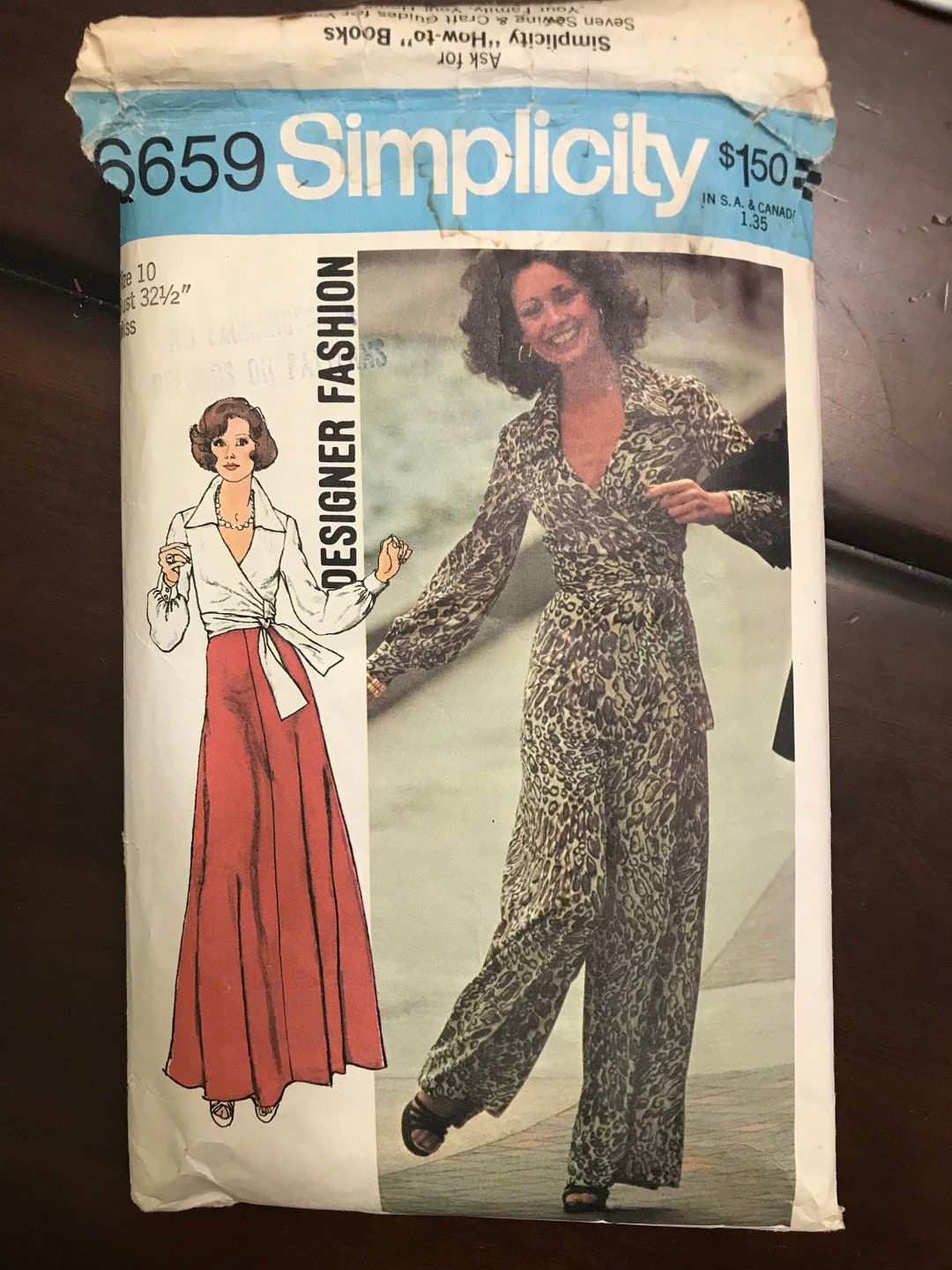 Simplicity 6659 Pattern CUT Complete 1970s Vintage Designer Fashion ...