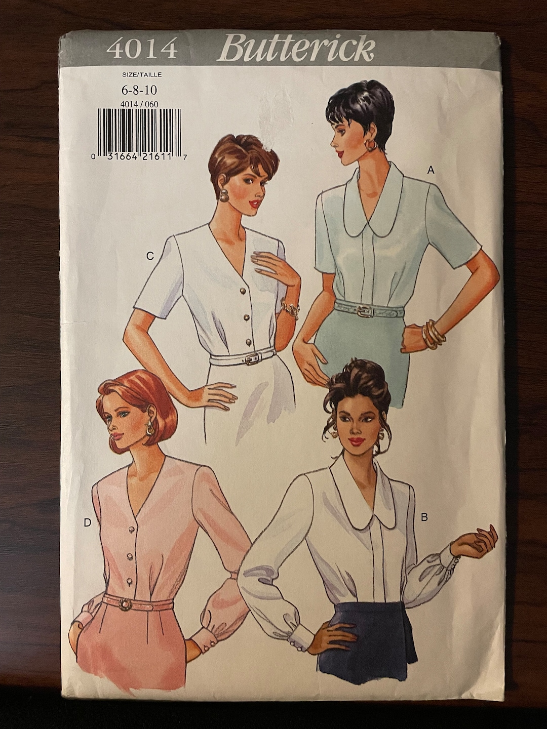 Butterick 4014 Pattern UNCUT 1990s Vintage Easy Loose Fitting Button ...