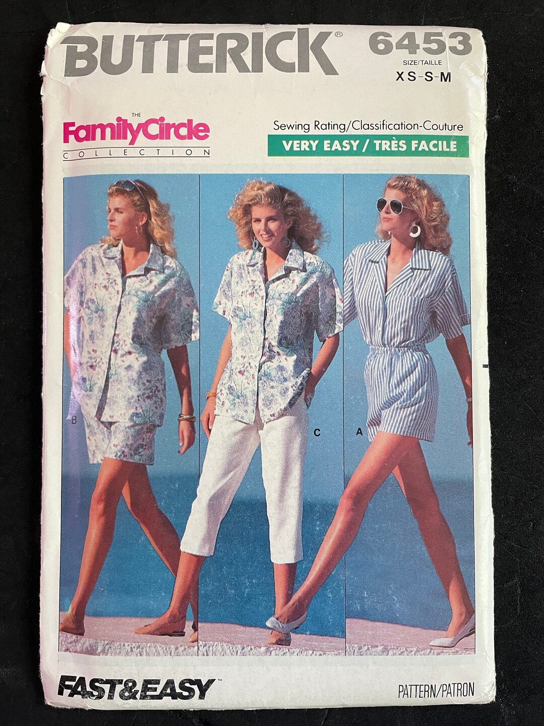 Butterick 6453 Pattern UNCUT 1980s Very Easy Button Front Shirt Notched ...