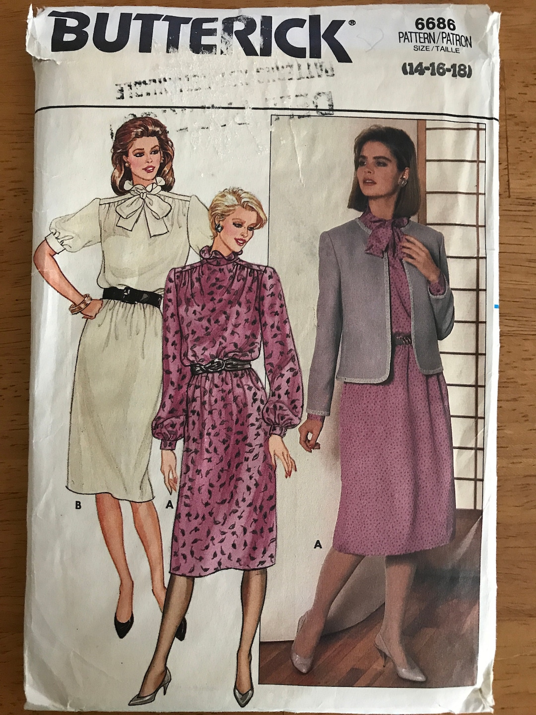 Butterick 6686 Pattern UNCUT Vintage 1980s Jacket and Blouson Bodice ...