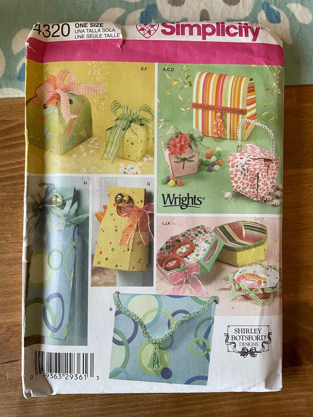 Simplicity 4320 Pattern Shirley Botsford Designs Fabric Gift Boxes ...