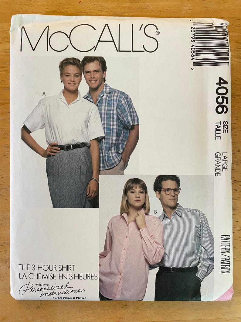 Mccalls 4056 Pattern UNCUT Unisex Mens Womens Basic Collared Shirt ...