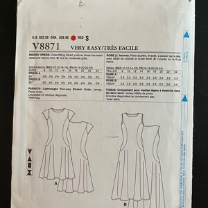 Vogue V8871 8871 Pattern UNCUT Sleeveless Short Sleeve Summer Dress ...