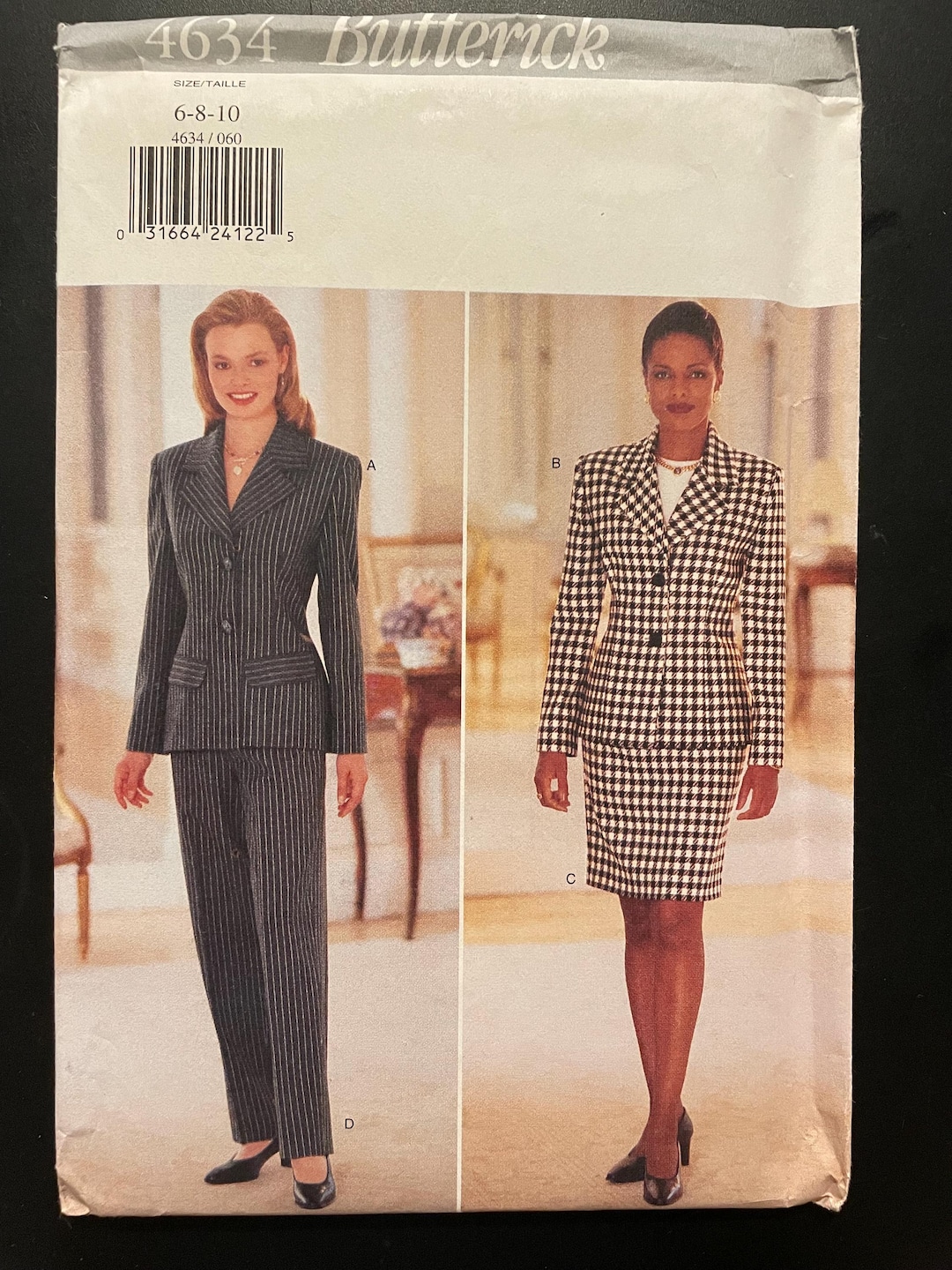 Butterick 4634 Pattern UNCUT 1990s Vintage Button Front Jacket Notched ...