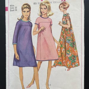 Simplicity 6749 Pattern CUT Complete Vintage 1960s Jewel Neck Pullover ...