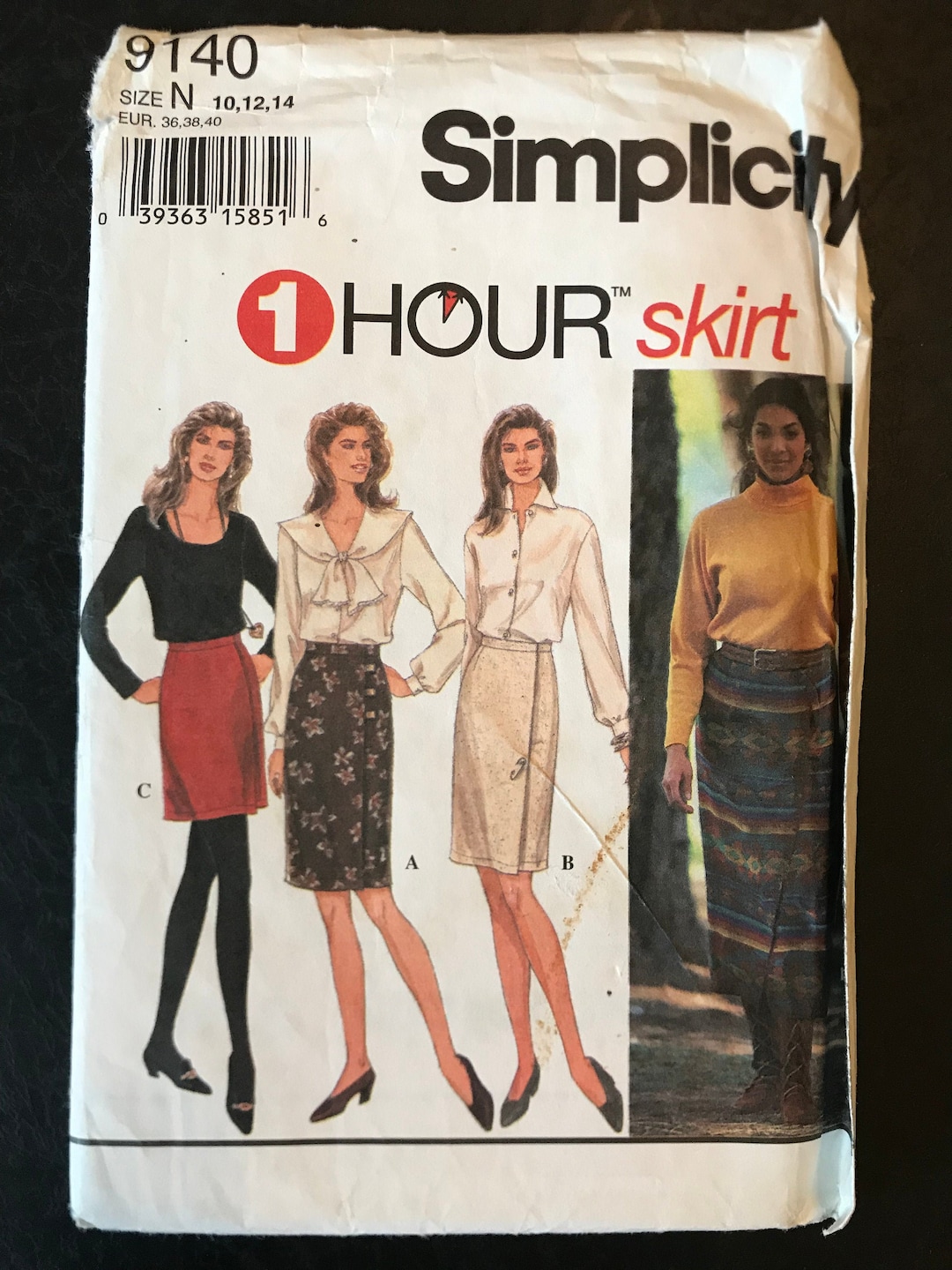 Simplicity 9140 Pattern UNCUT 1990s Vintage Straight Wrap Skirt in Mini ...