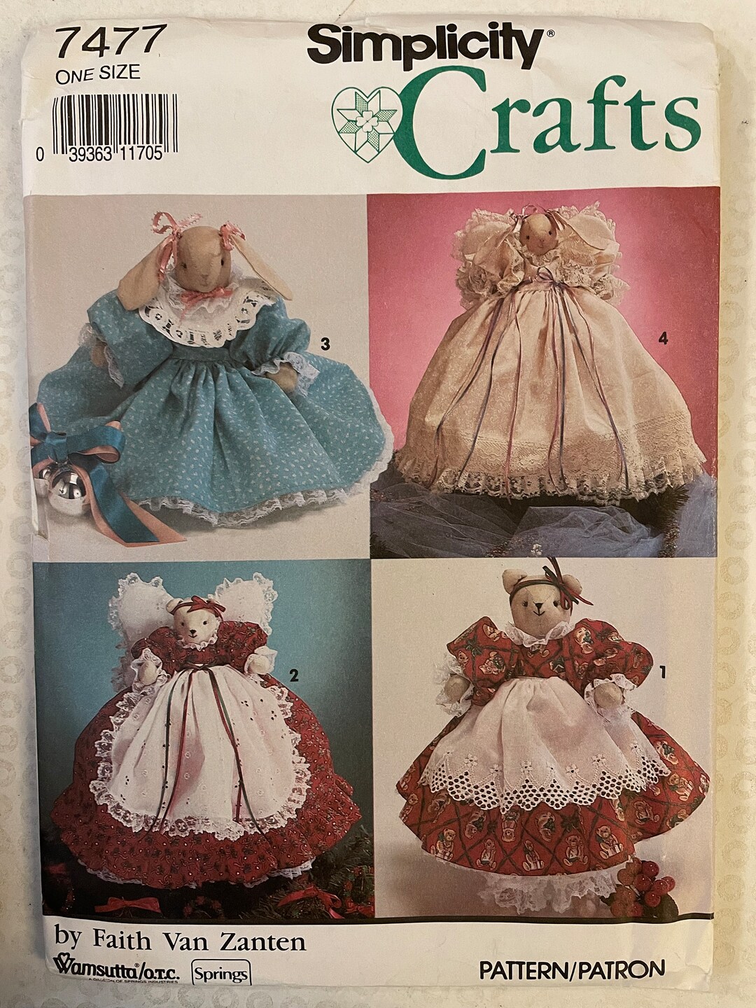 Simplicity 7477 0603 Pattern UNCUT 1990s Vintage Faith Van Zanten Bunny ...