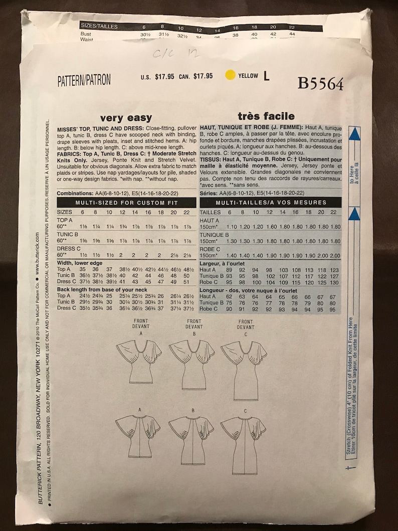 Butterick B5564 5564 Pattern CUT Complete the Cut Line Draped - Etsy