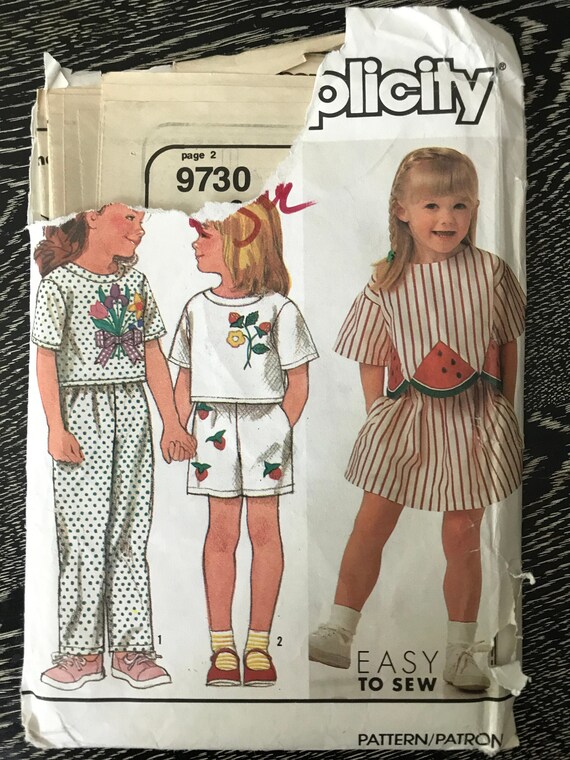 Simplicity 9730 Pattern UNCUT 1990s Girl's Easy Sew Short | Etsy