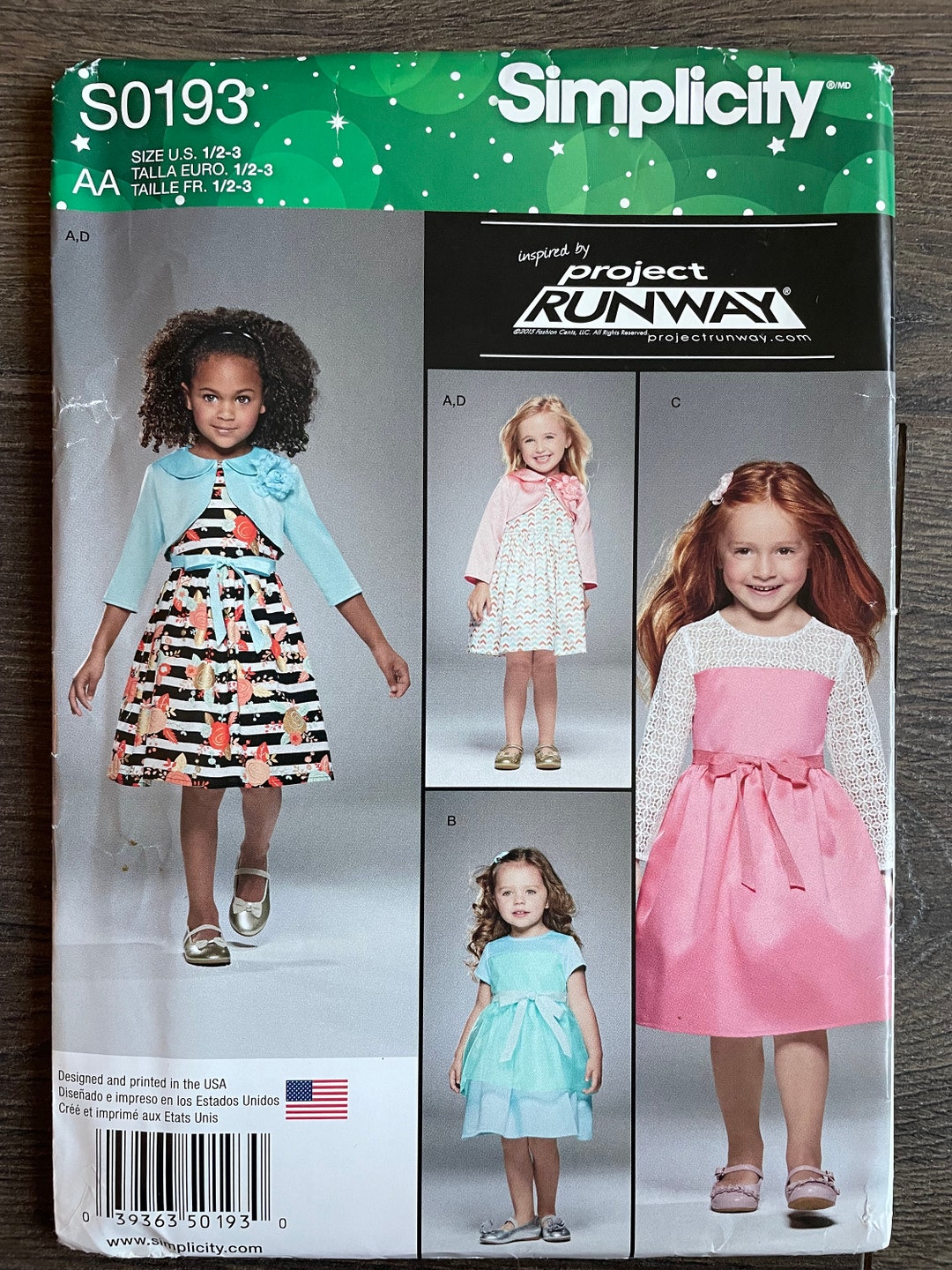 Simplicity S0193 0193 8025 Pattern UNCUT Project Runway Little Girl's Toddler's Fit Flare Dress ...