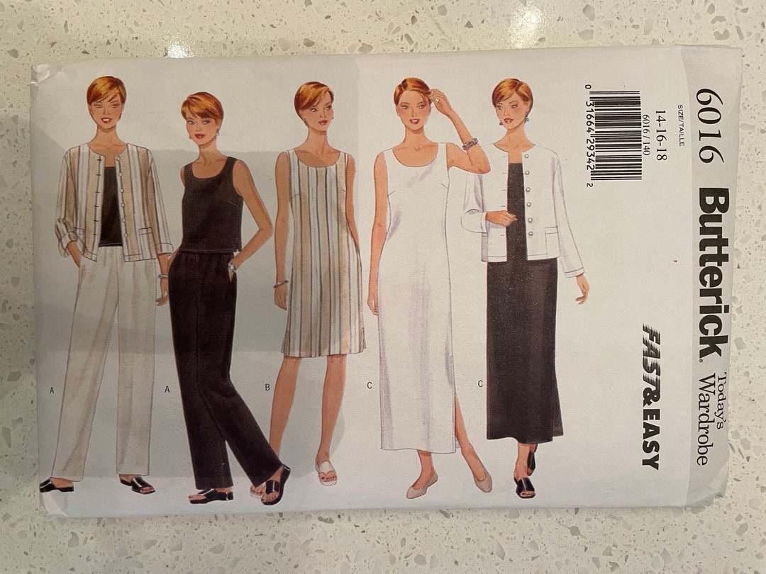 Butterick 6016 Pattern UNCUT Easy Separates Sleeveless Top Dress Scoop ...