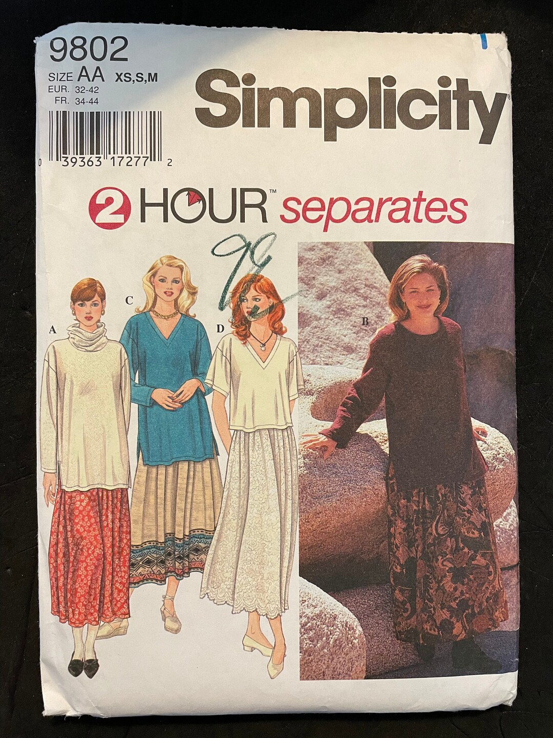 Simplicity 9802 Pattern UNCUT 1990s 2 Hour Separates V or Turtleneck ...