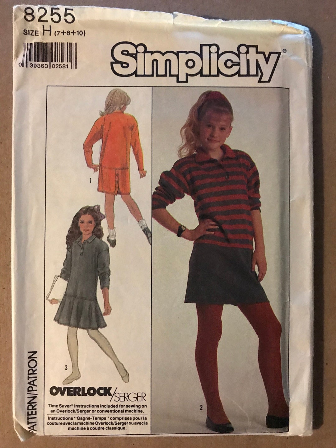 Simplicity 8255 Pattern CUT Complete 1980s Vintage Girl's Dropped Waist ...