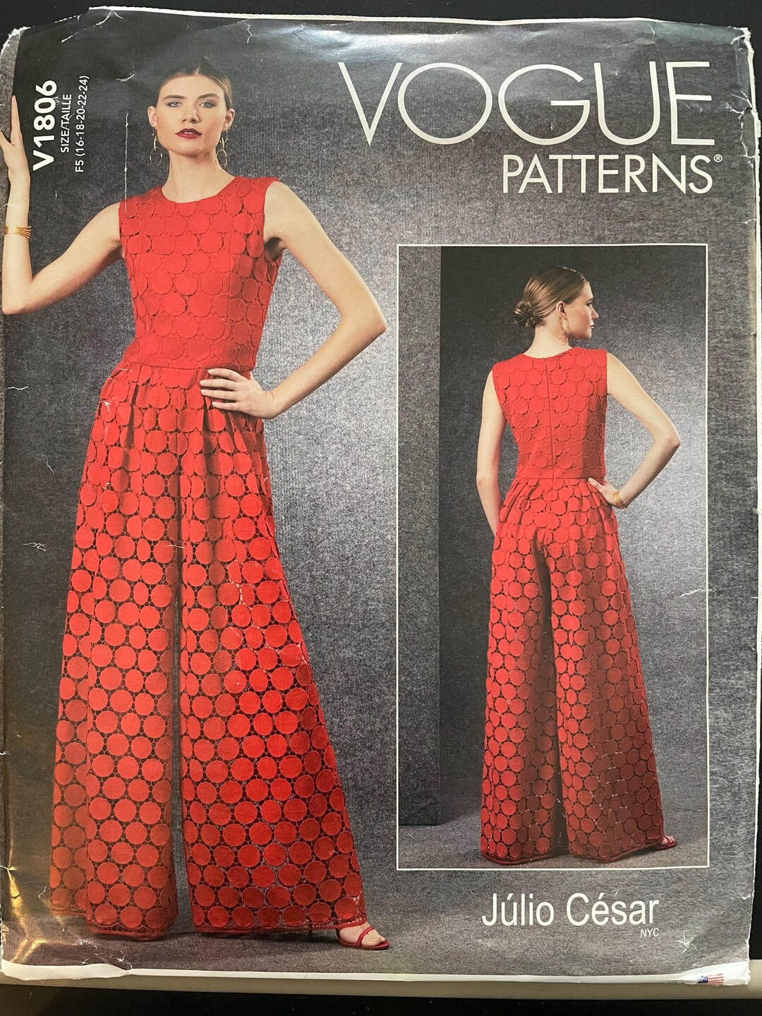 Vogue V1806 1806 Pattern UNCUT Designer Julio Cesar Occasion Sleeveless ...