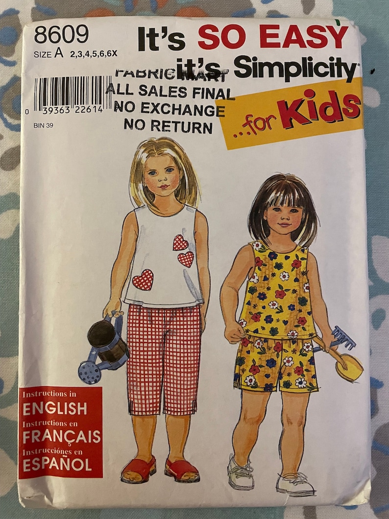 Simplicity 8609 Pattern UNCUT 1990s Vintage Easy for Kids Little Girl's ...