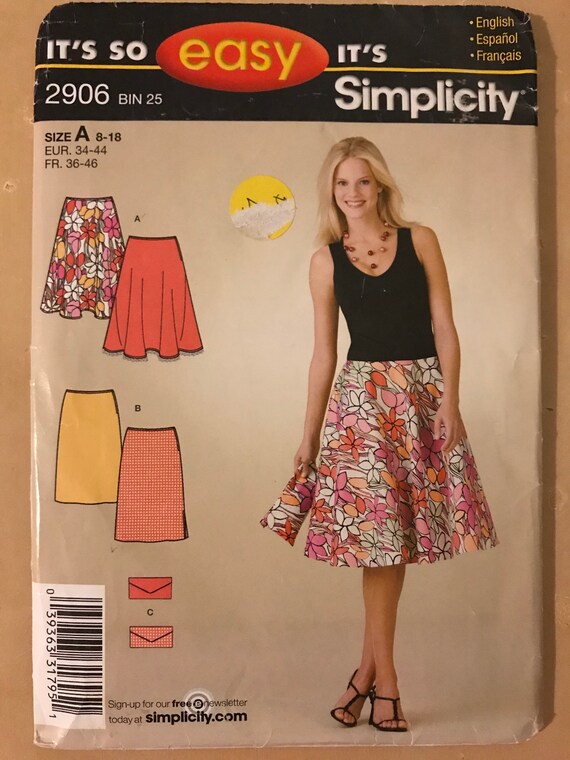 Simplicity 2906 Pattern Easy to Sew A Line or Flared Skirt | Etsy