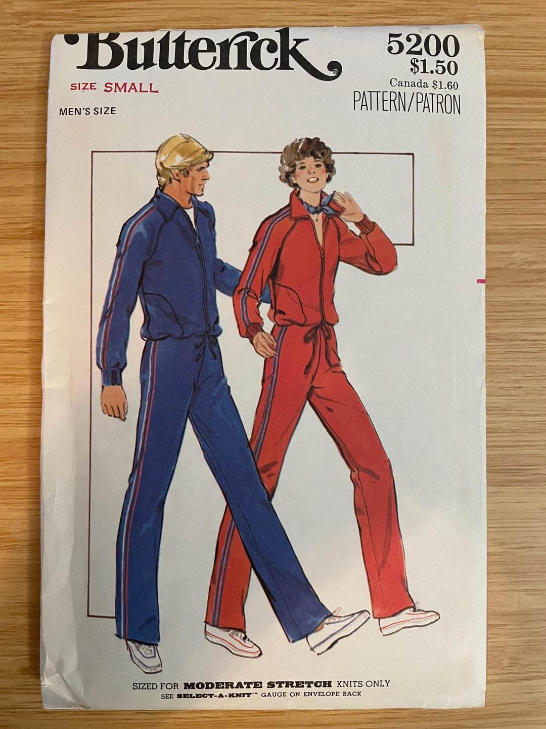 Butterick 5200 Pattern UNCUT 1970s Men's Gym Track Suit Raglan Sleeve ...