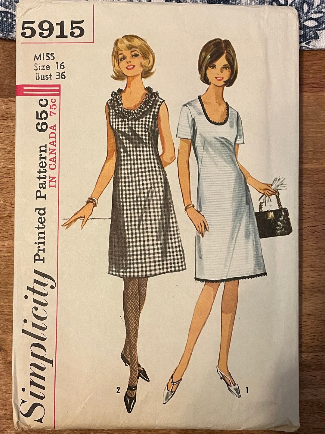 Simplicity 5915 Pattern CUT Complete Vintage 1960s A-line Knee Length ...