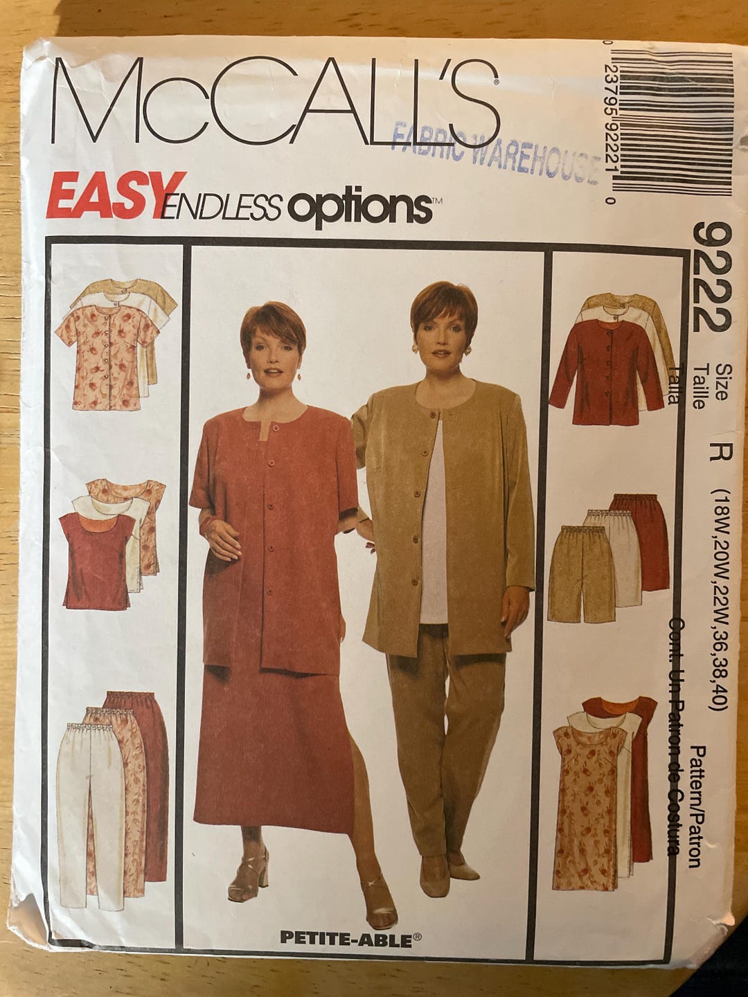 Mccalls 9222 Pattern UNCUT Vintage 1990s Easy to Sew Separates Unlined ...