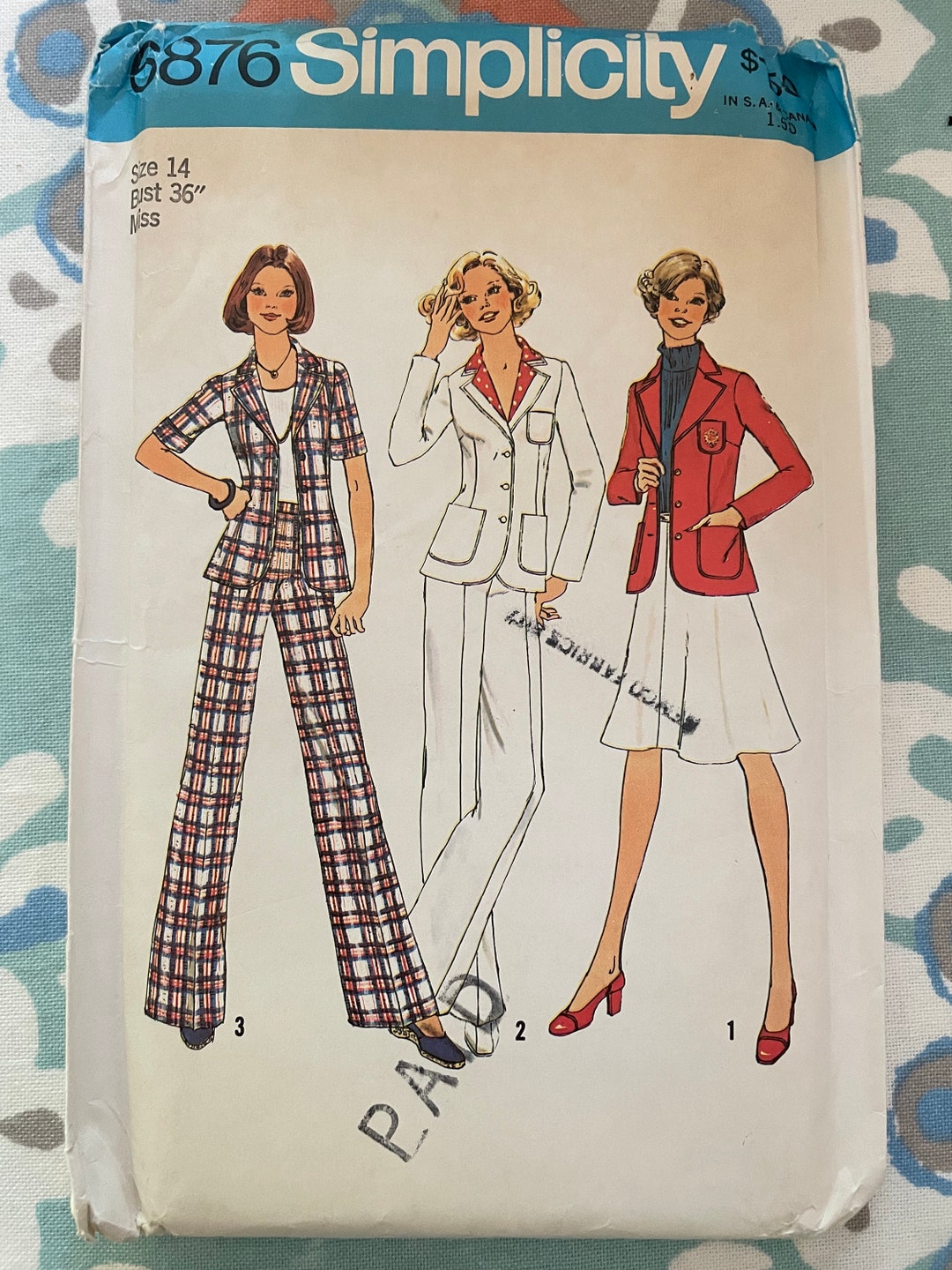 Simplicity 6876 Pattern UNCUT 1970s Vintage Unlined Jacket Waist Darts ...